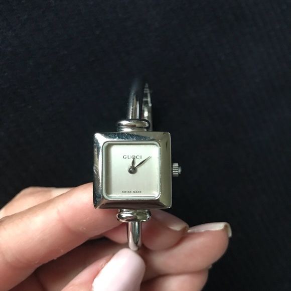 Gucci | Accessories | Silver Square Face Ladies Bangle Watch | Poshmark